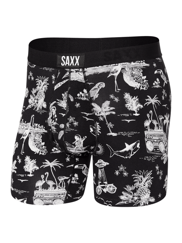 Saxx Ultra Super Soft Black Astro Surf And Turf Boxer | EMPIRE
