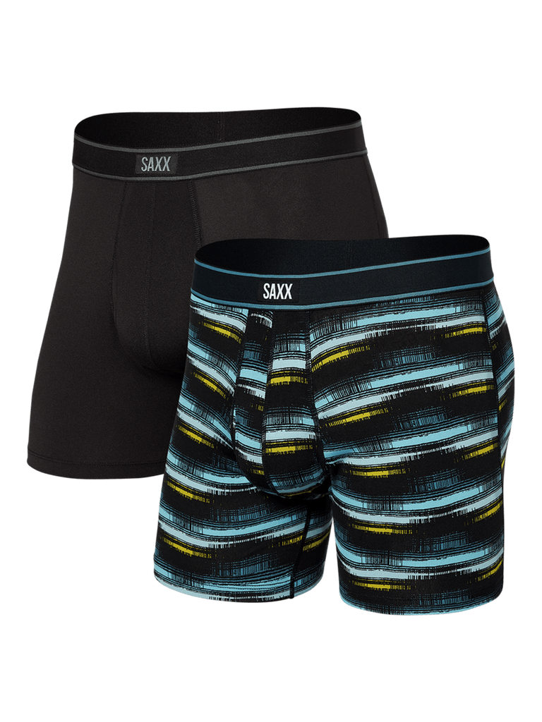 Saxx Daytripper 2 Pack Broadcast Stripe Black Men Boxer | EMPIRE