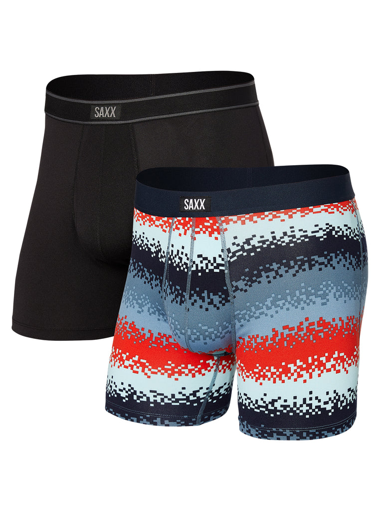 SAXX Daytripper Brief Fly 2 Pack Tech Rec Stripe/Black Boxer | EMPIRE