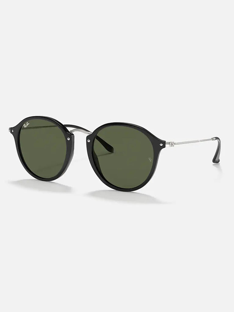 Ray-Ban Round Fleck Black/G-15 Green Sunglasses | EMPIRE